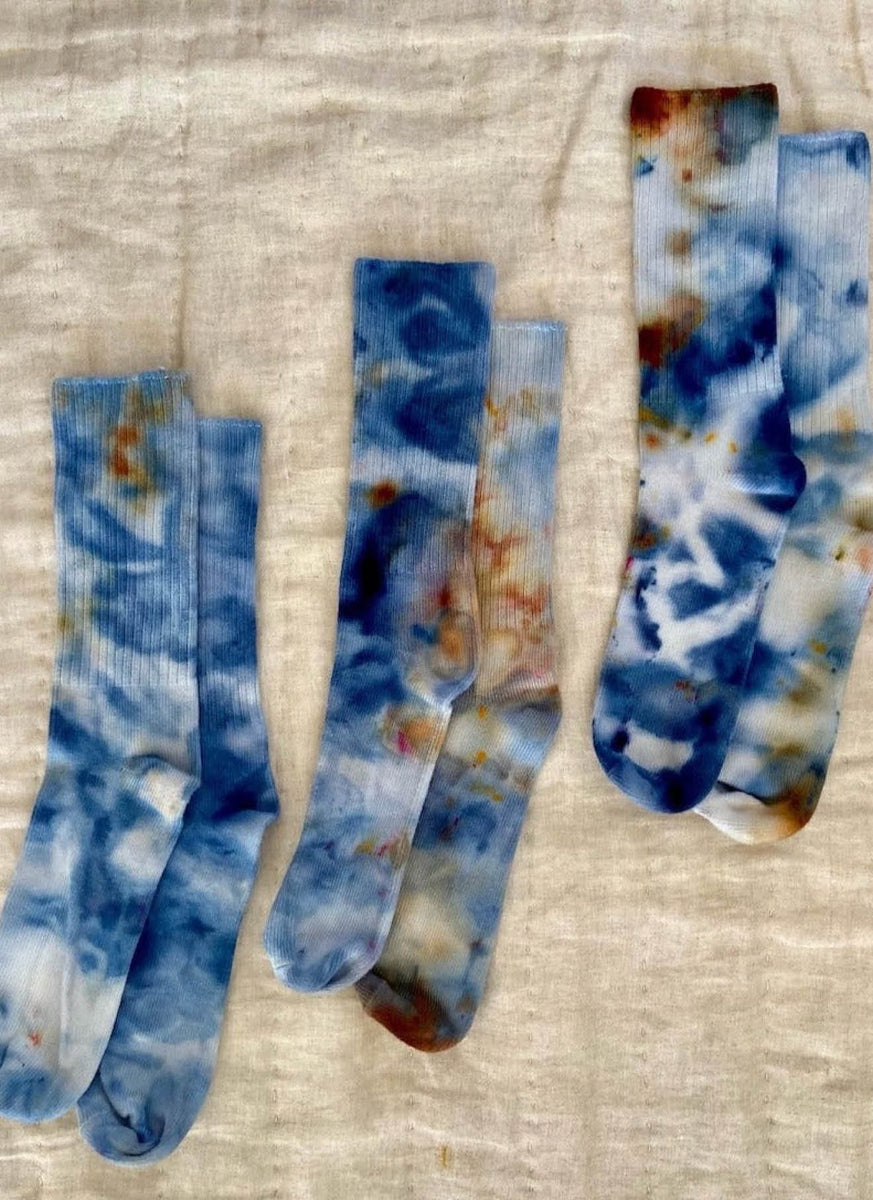 Hand Dyed Blue Socks – habit footwear + accessories